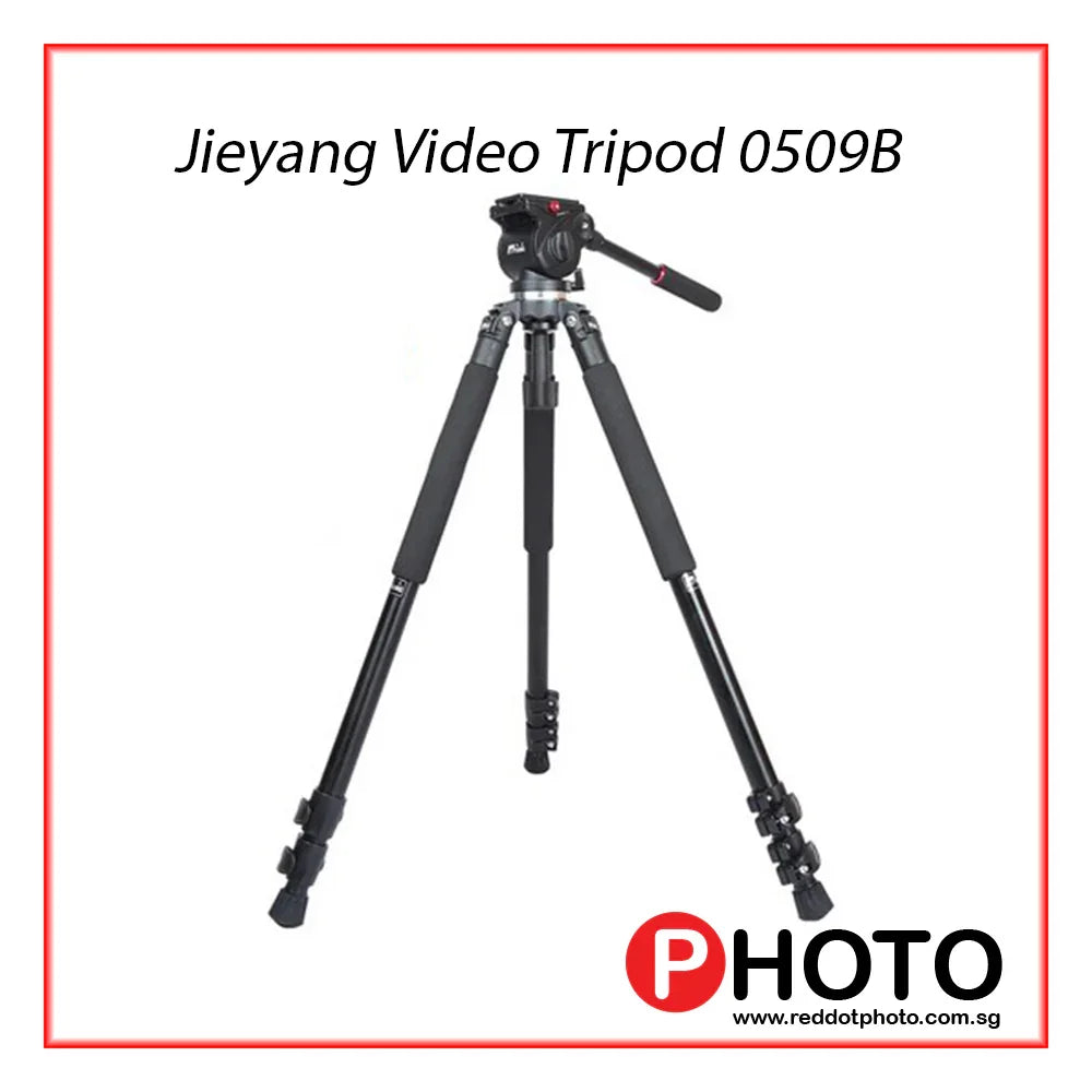 JIEYANG TRIPOD JY0509B JY-0509B VIDEO TRIPOD WITH FLIP LOCK UP TO 160C – Red Dot Photo