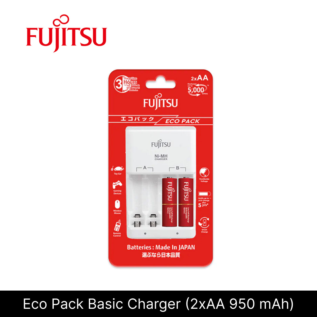 Fujitsu Eco Pack Basic Charger with 2pcs AA 950mah Battery (made in Ja ...