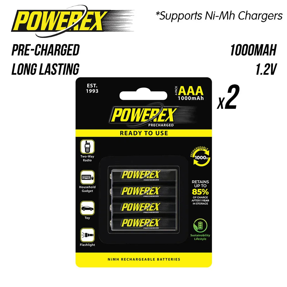 [FREE DELIVERY] Powerex MAHA Precharged Rechargeable Ni-MH 1000mAh AAA ...
